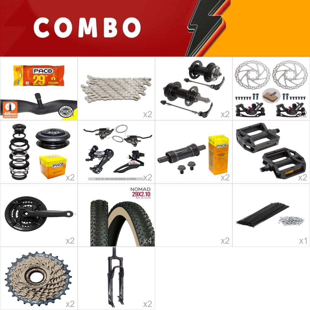 2x kit bike start - 21 cinza/verde - 21v sunrun - freio mecânico ...