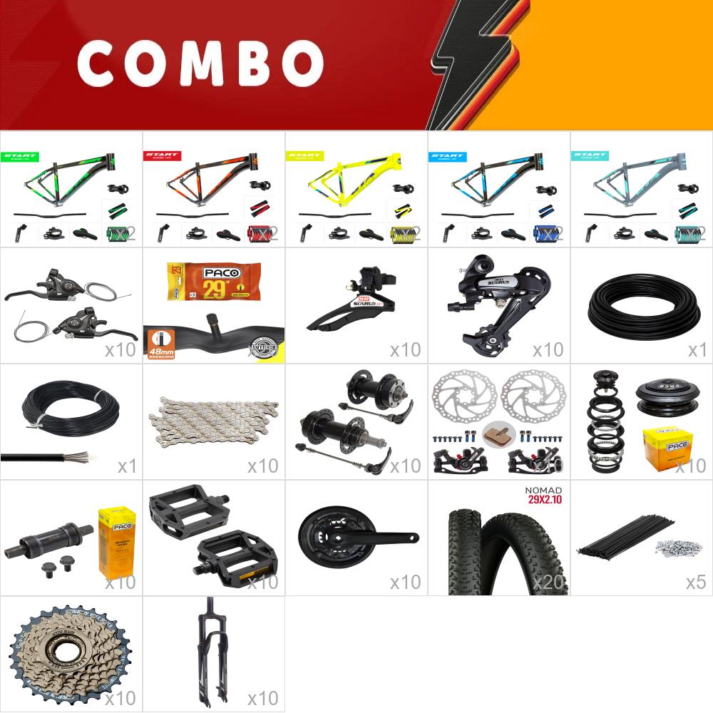 10x kit bike start 29 - cores sortidas - tam 19 e 21 - 21v sunrun ...