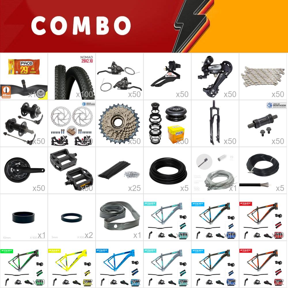 50x kit bike start 29 - cores sortidas - tam 19 e 21 - 21v sunrun ...